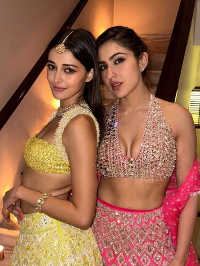 Salman Khan, Madhuri Dixit Share A Frame, Ananya Poses With Sara Ali Khan At Manish Malhotra's ...