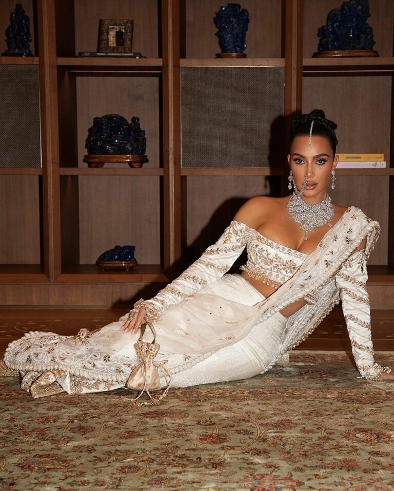 Kim Kardashian Turns Into A Desi Princess In Ivory Manish Malhotra ...